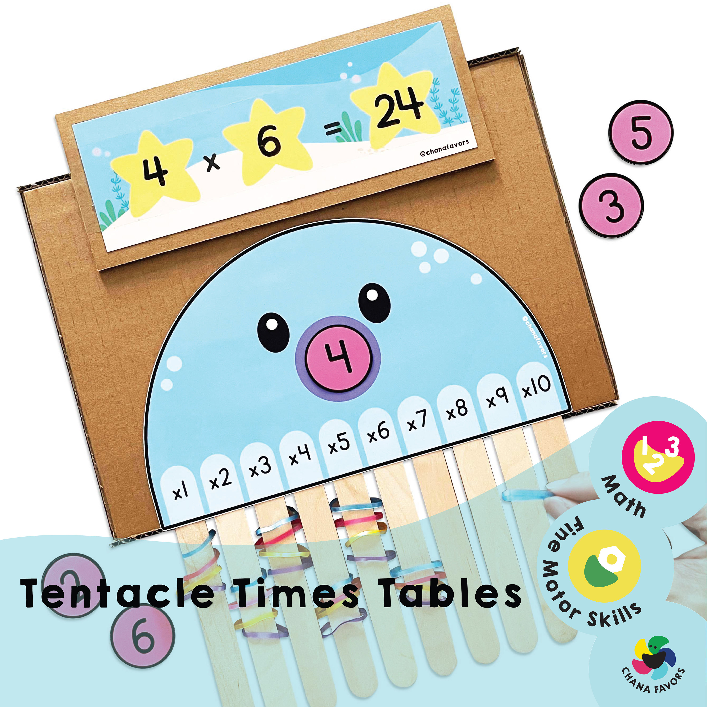 Tentacle Times Tables Printable Multiplication up to 10 Math Game for ...