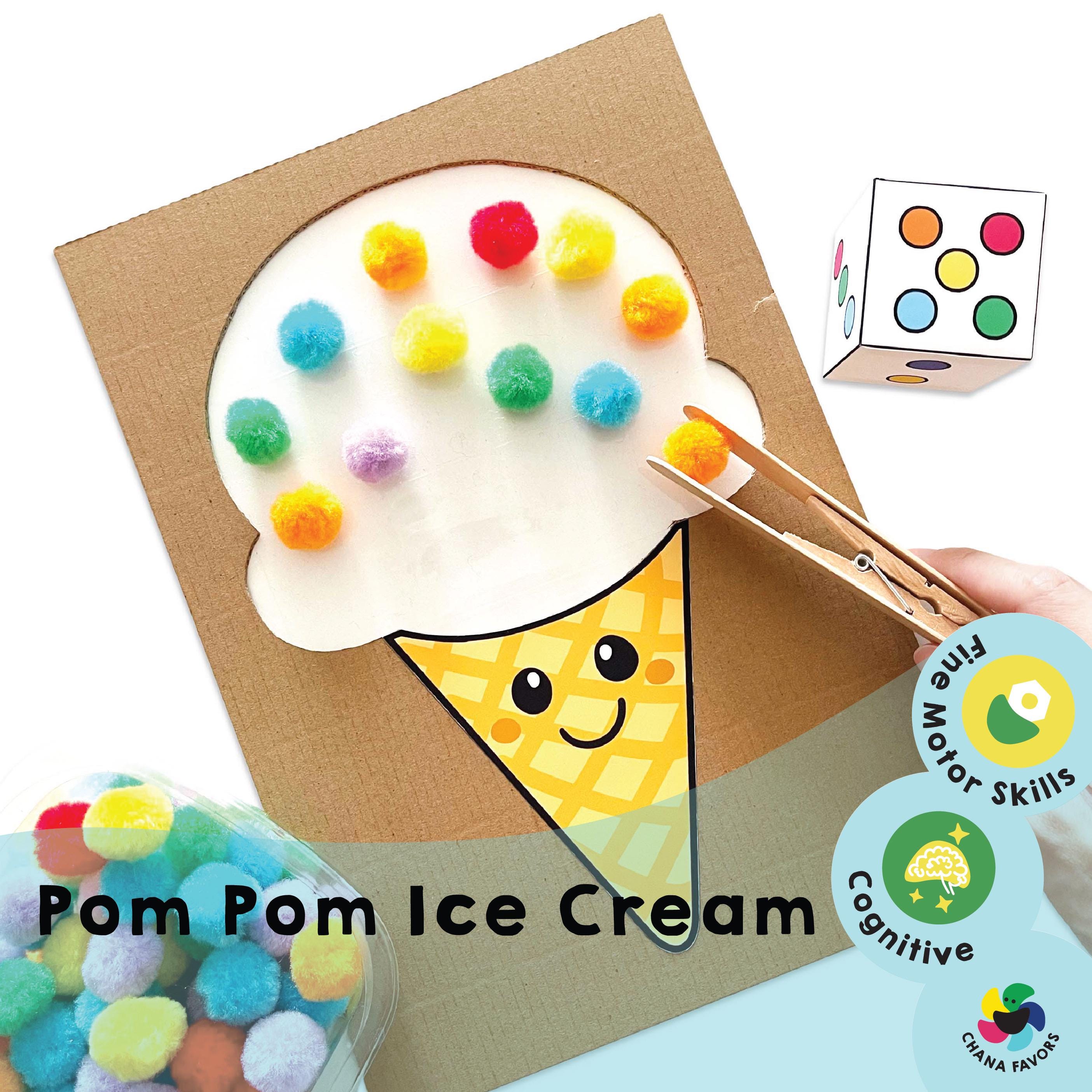 Pom Pom Ice Cream Game: Color Matching Fine Motor Skills (printable PDF ...