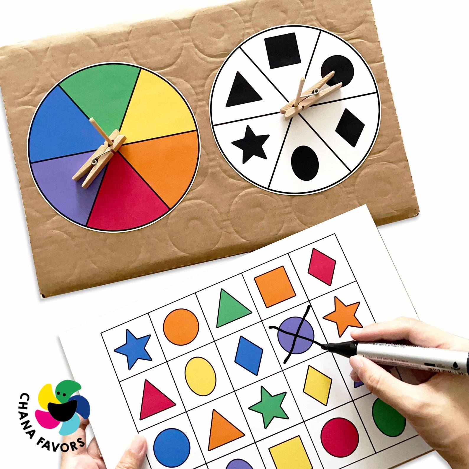 Color & Shape Spin Game: Kids Cognitive Skills Activity (printable PDF ...