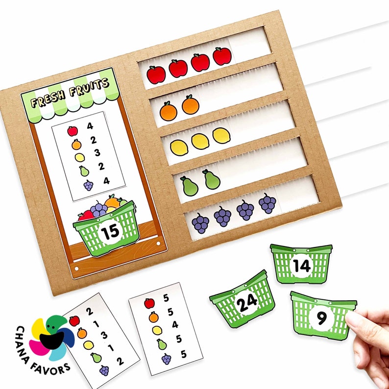 Conteo de frutería: juego de matemáticas imprimible para niños. Mejore ...