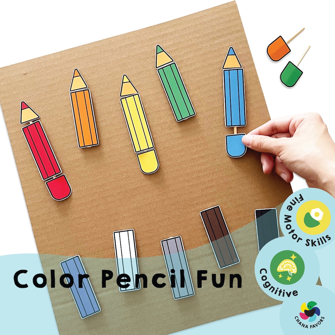 Color Pencil Matching Game: Fine Motor Skills Activity (digital ...