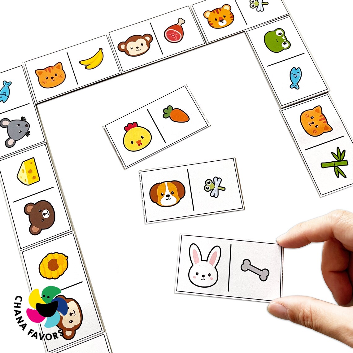 Animal Food Dominoes printable Kids Activities to Train the - Etsy