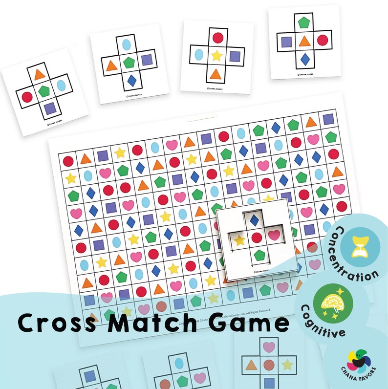 Cross Match Game Printable Shape Matching Game to Encourage - Etsy