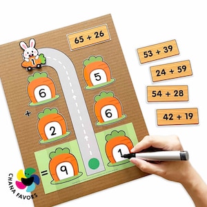 Rabbit Math Game: Double Digit Addition Printable (PDF) - Etsy