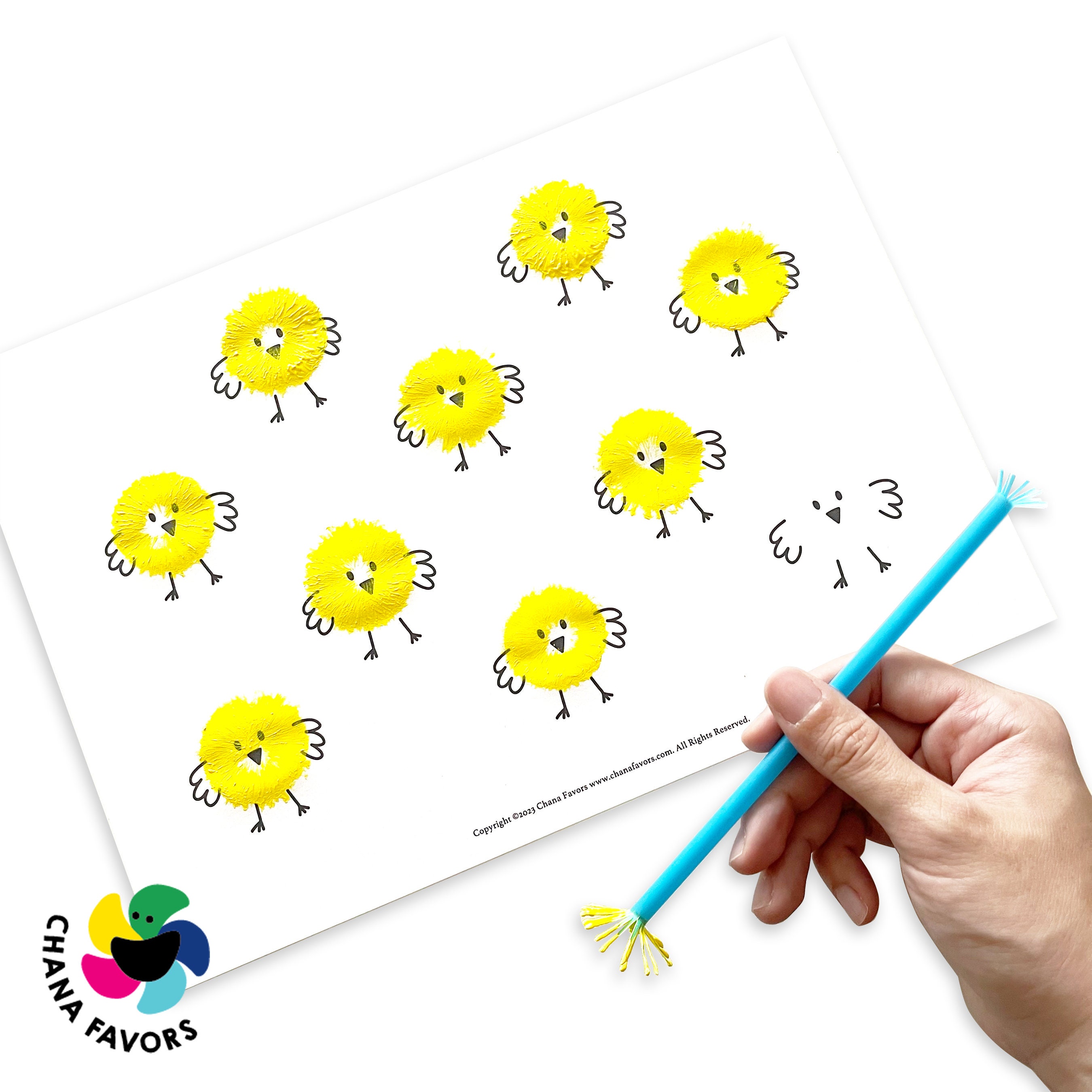 Chick Stamp Art: Kids Straw Painting Activity (printable PDF) - Etsy