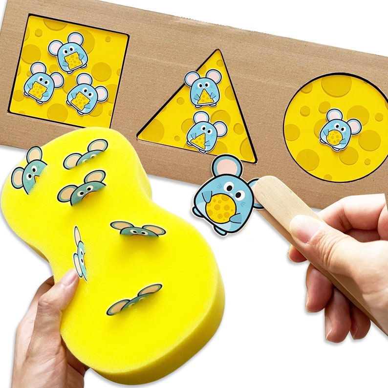 Cheese Mouse Shape Matching Game: Fine Motor Skills (printable PDF) - Etsy