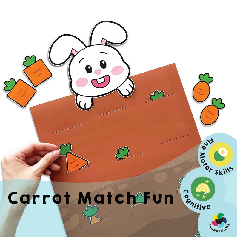 Carrot Shape Matching Game: Fine Motor Skills Activity (printable PDF ...