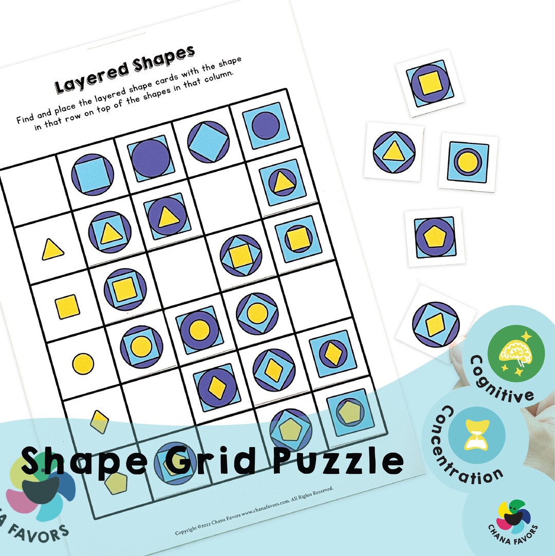 Layered Shapes printable Brain Teaser to Train for Concentration and ...