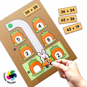Rabbit Math Game: Double Digit Addition Printable (PDF) - Etsy