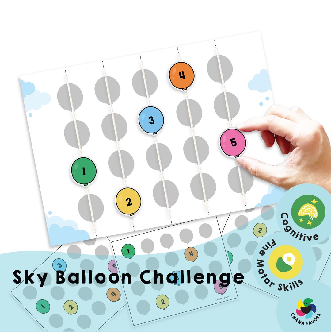 Sky Balloon Challenge Printable PDF Fun Game Boost Cognitive Skills ...