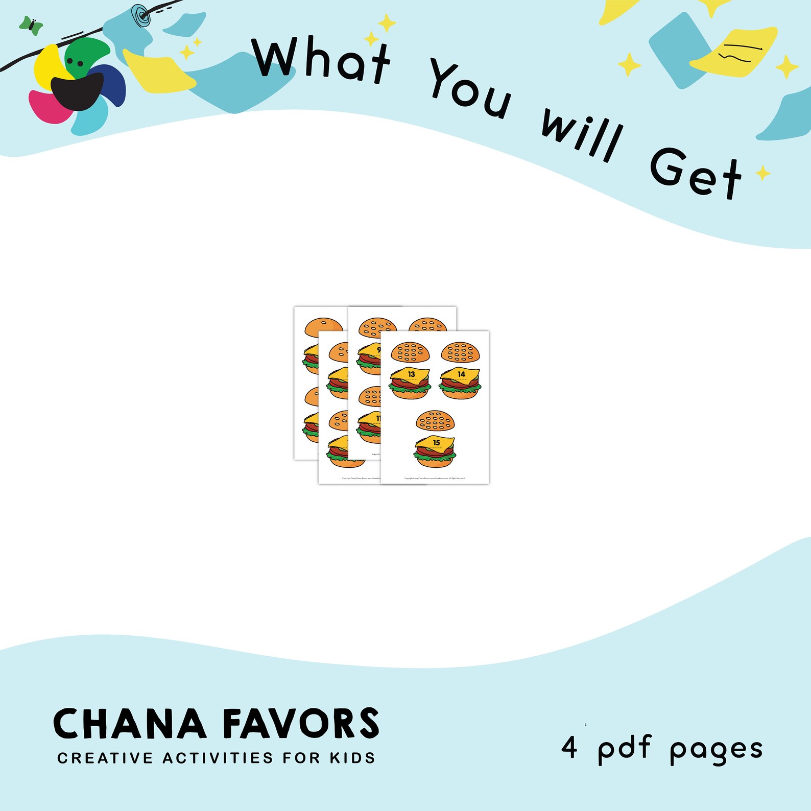 Burger Match Game: Number Peel & Play, Fine Motor Skills (printable PDF ...