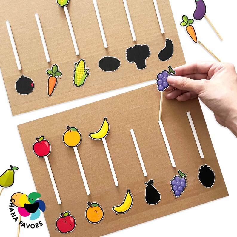 Fruit & Veggie Match Printable Educational Learning Game for Kids ...