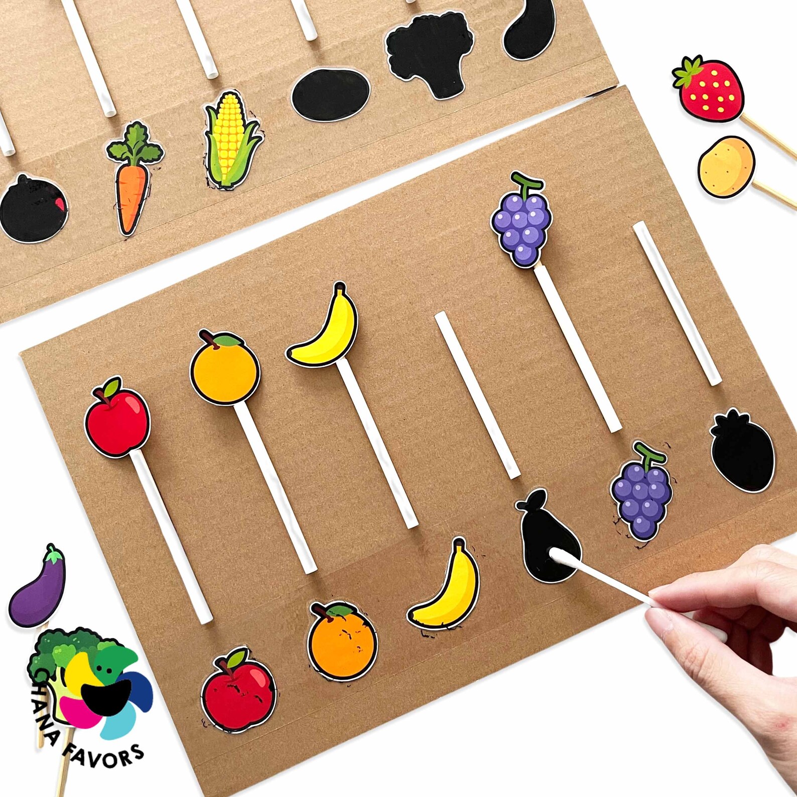 Fruit & Veggie Match Printable Educational Learning Game for Kids ...