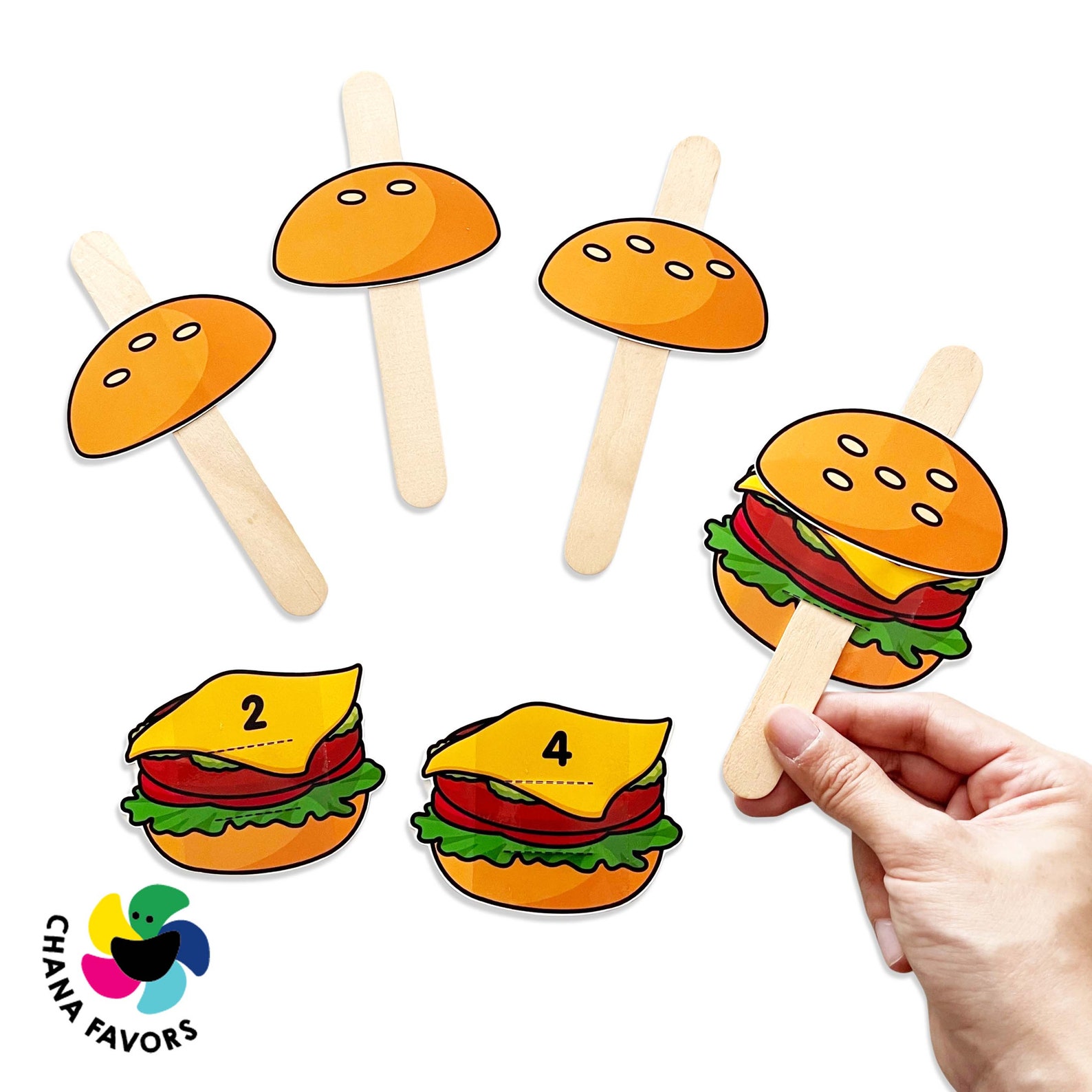 Burger Match Game: Number Peel & Play, Fine Motor Skills (printable PDF ...