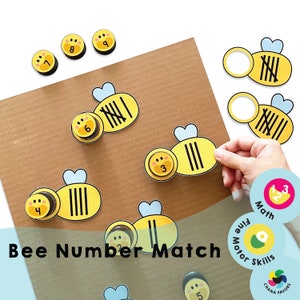 Bee Number Match Printable Fun Educational Pre-math Game Develop Fine ...