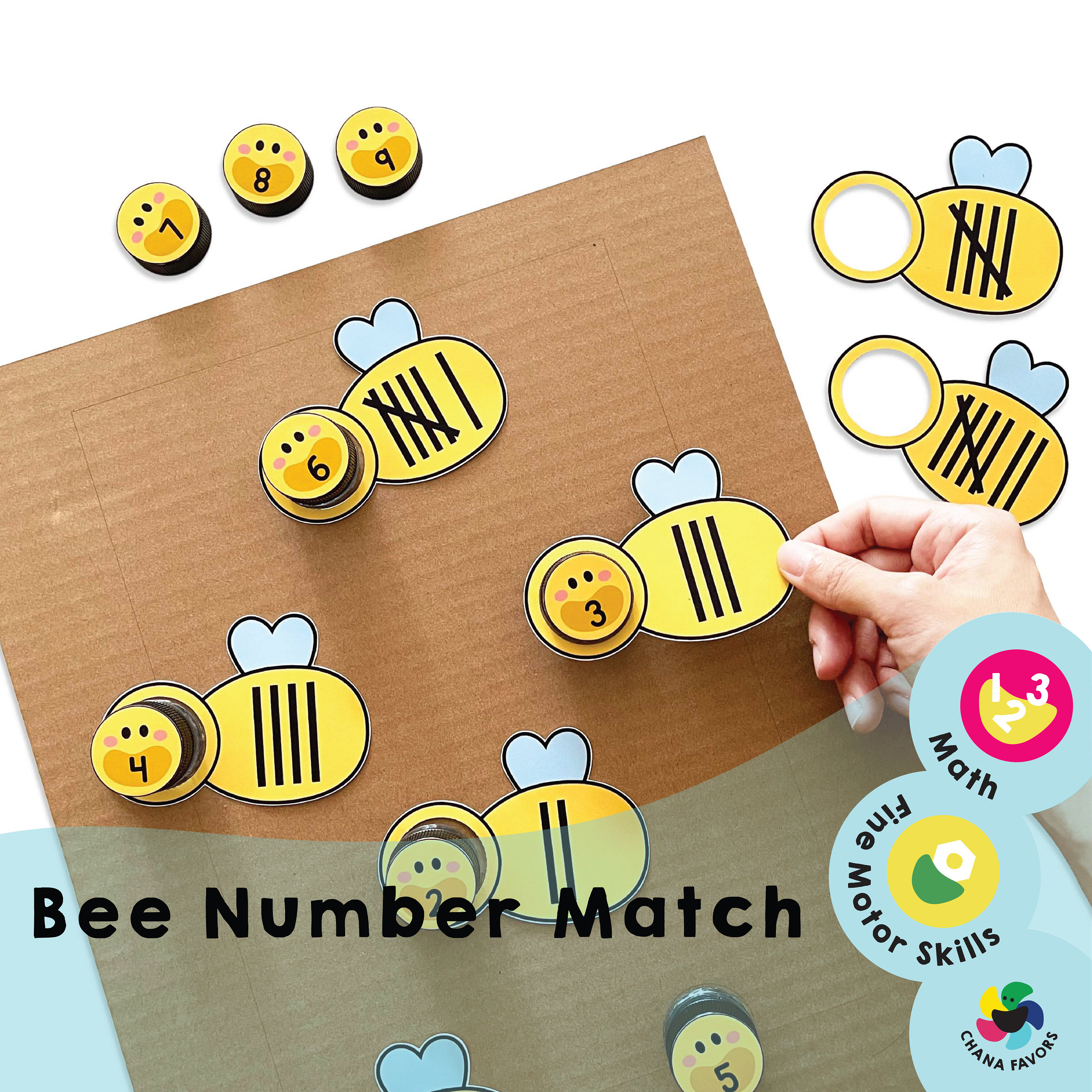 Bee Number Match Printable Fun Educational Pre-math Game Develop Fine ...