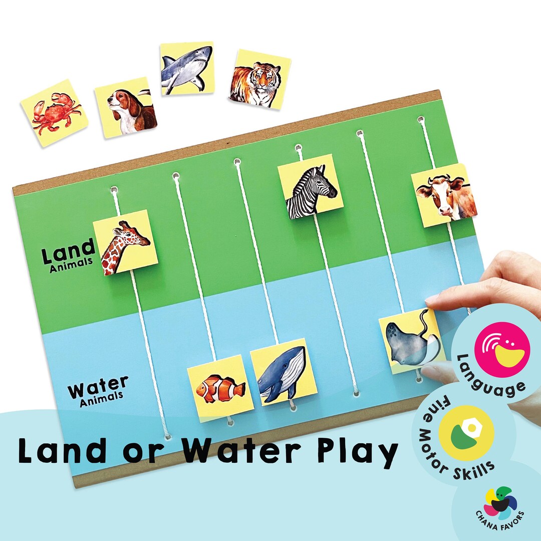 Land & Water Animal Sorting Game: Fine Motor Skills (printable PDF) - Etsy