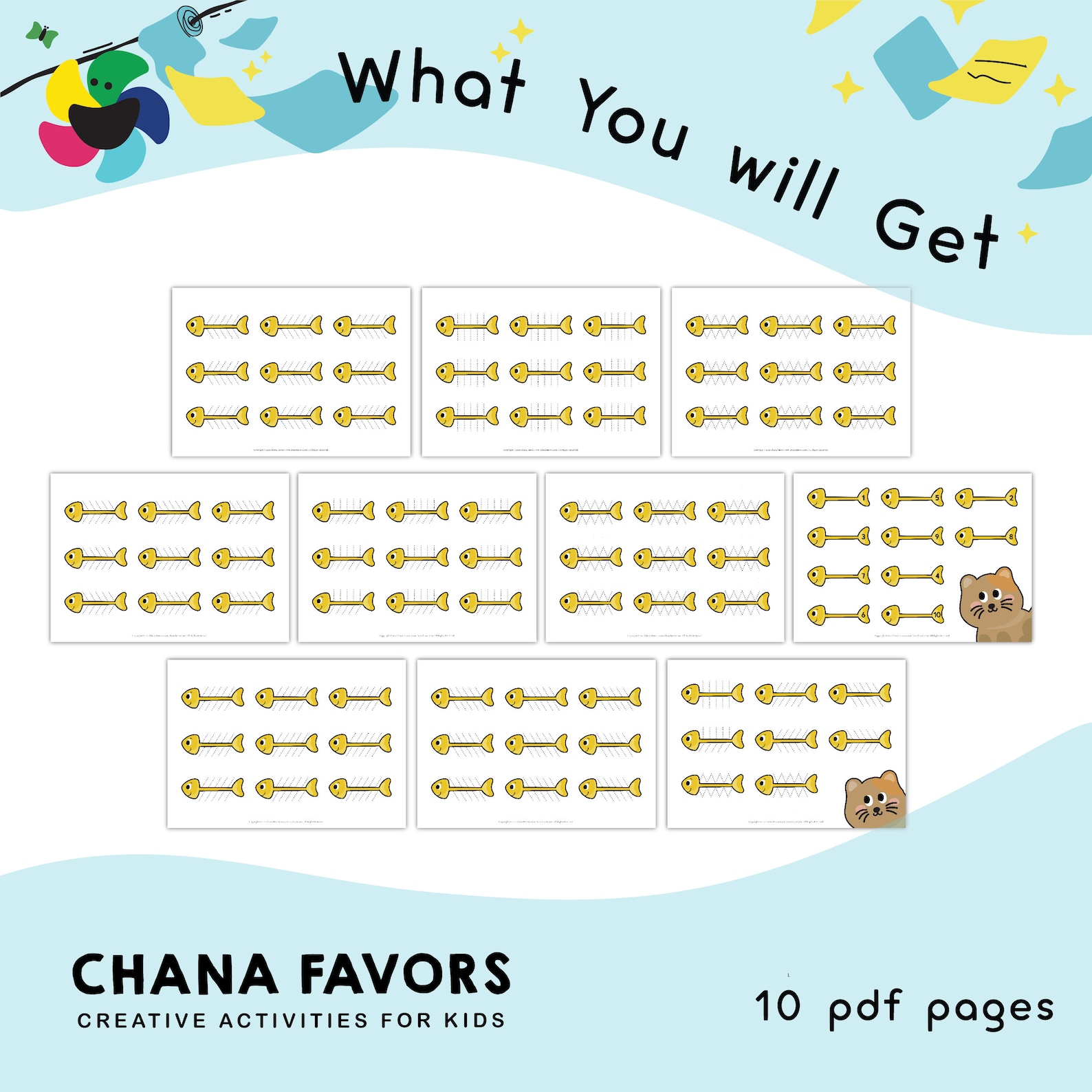 Fishbone Drawing Printable Preschool Fine Motor Activity to Encourage ...