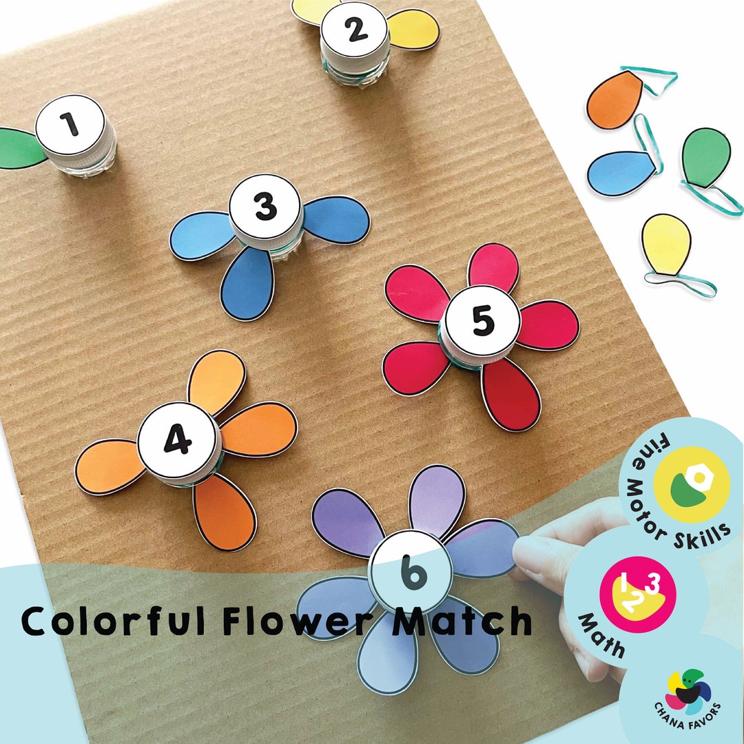 Flower Color & Number Match Game: Kids Printable Activity (PDF) - Etsy