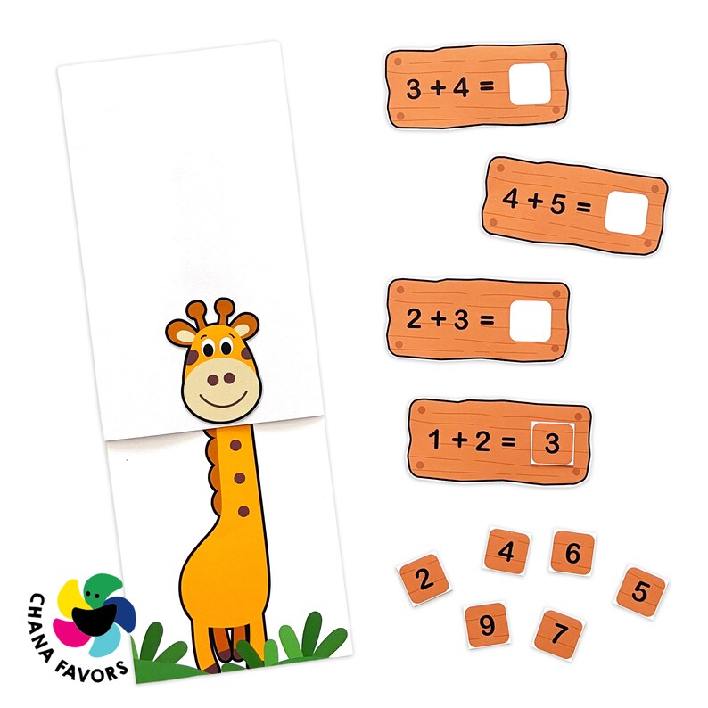 Giraffe Math Game: Count and Add Printable (PDF Download) - Etsy
