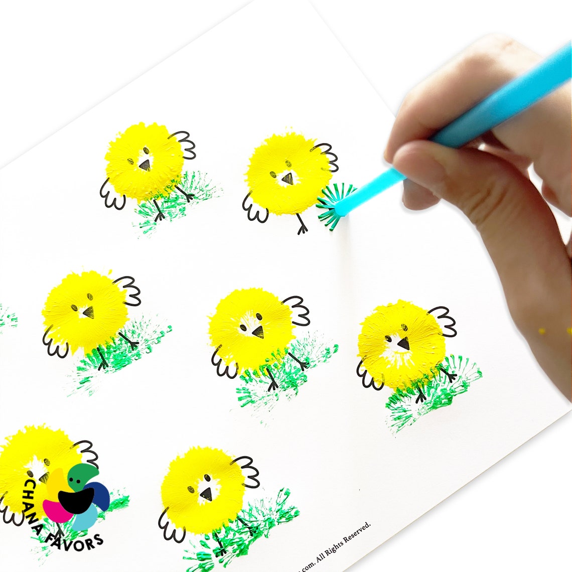 Chick Stamp Art: Kids Straw Painting Activity (printable PDF) - Etsy