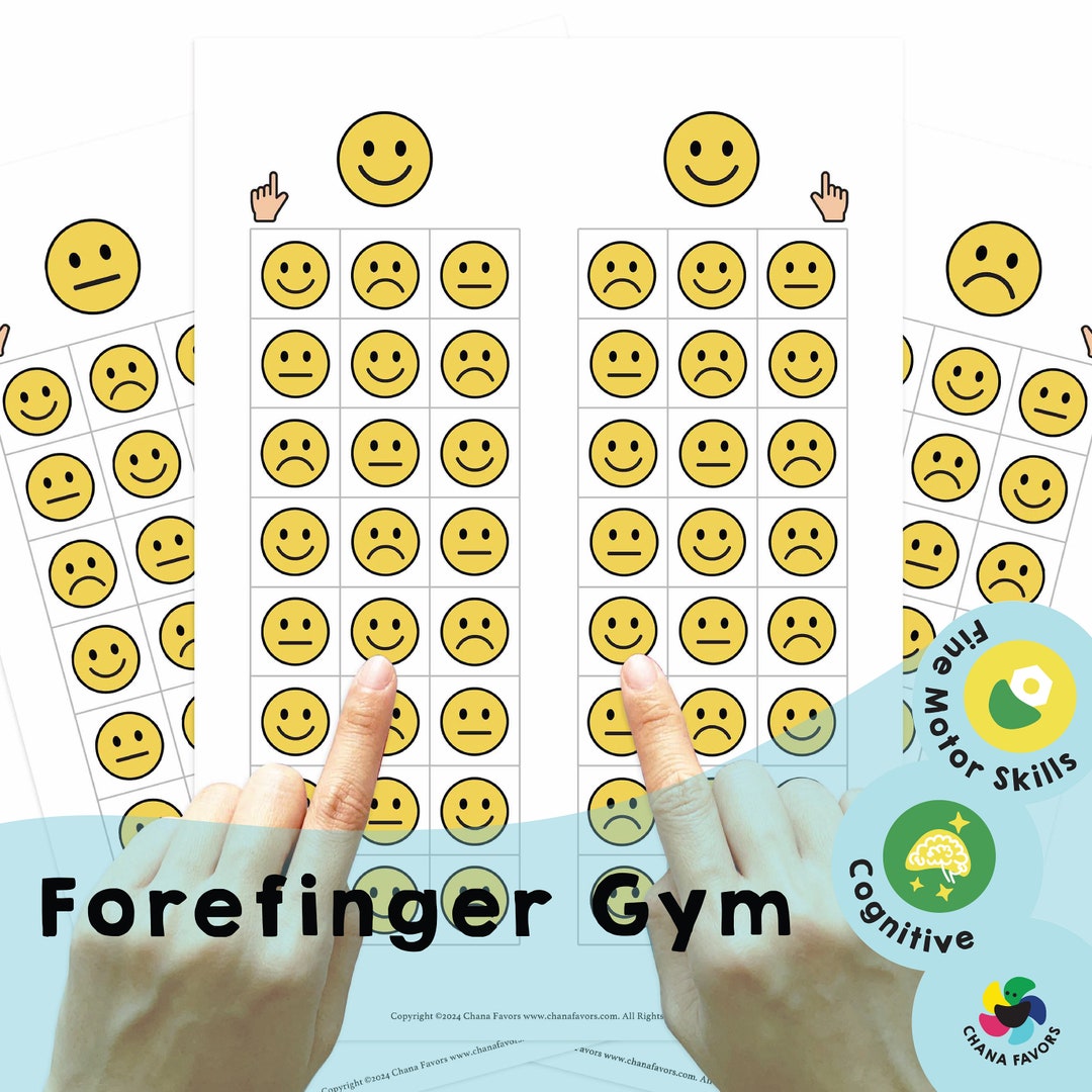 Forefinger Gym: Emoji Faces Printable Game Enhancing Coordination ...