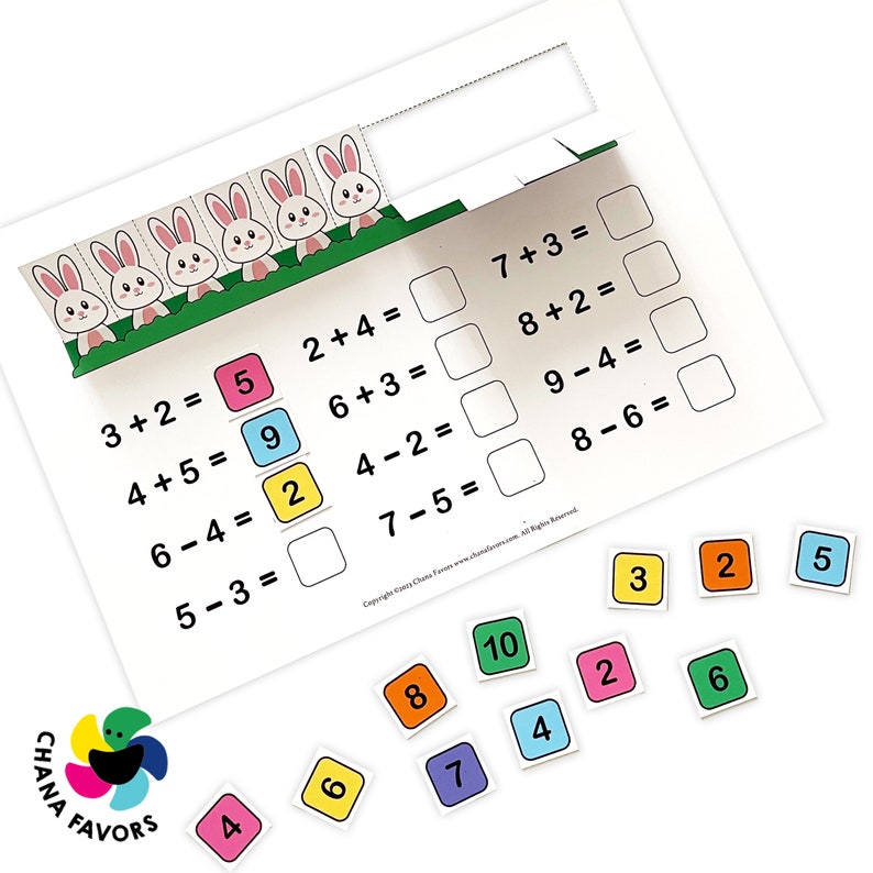 Rabbit Addition & Subtraction Printable Preschool Homeschool Activity ...