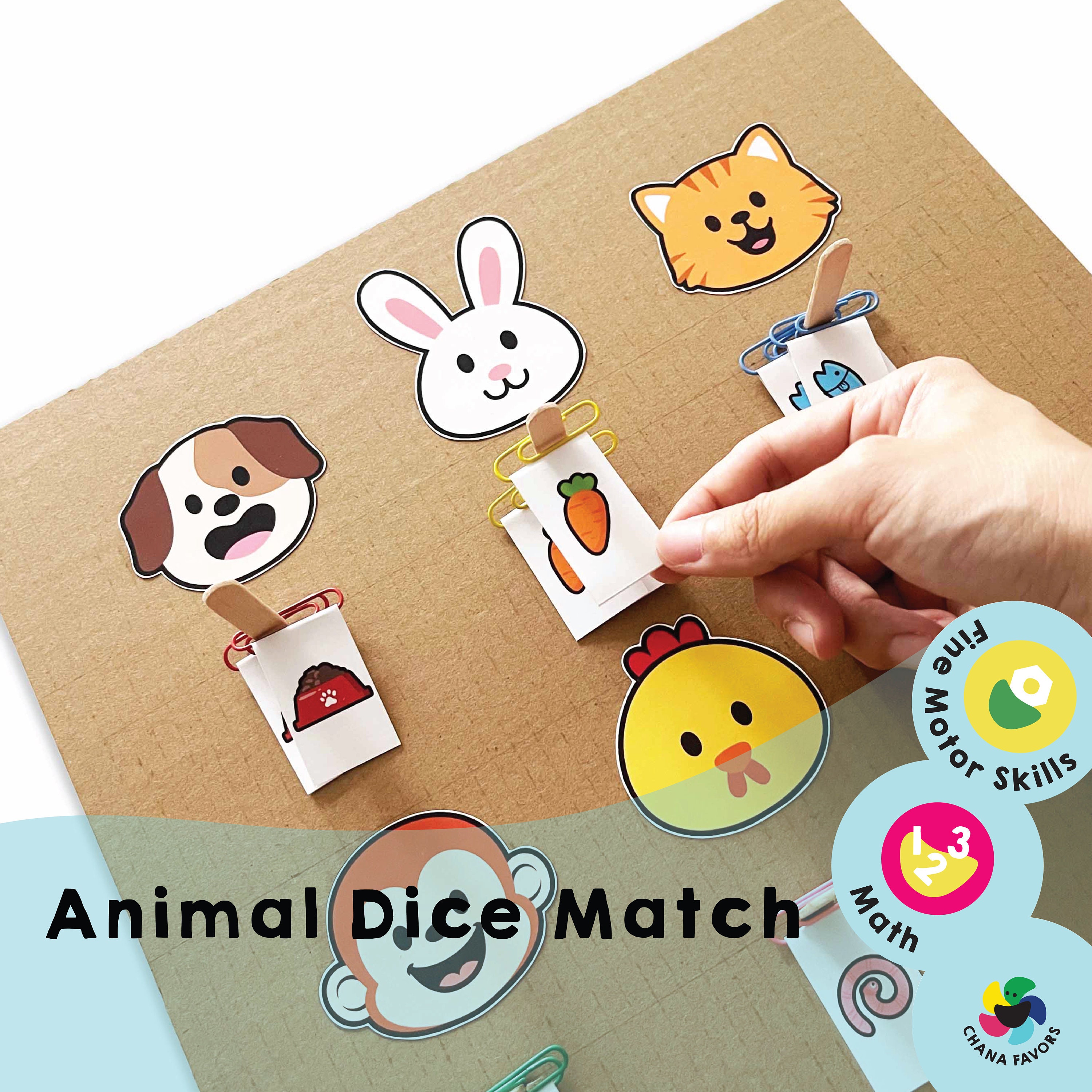 Combinación de dados de animales imprimible Divertido juego de ...