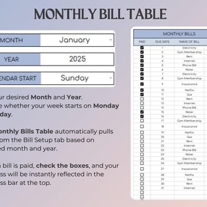 Bill Calendar Monthly I Smart Bill Planner I Bill Payment Dashboard I ...