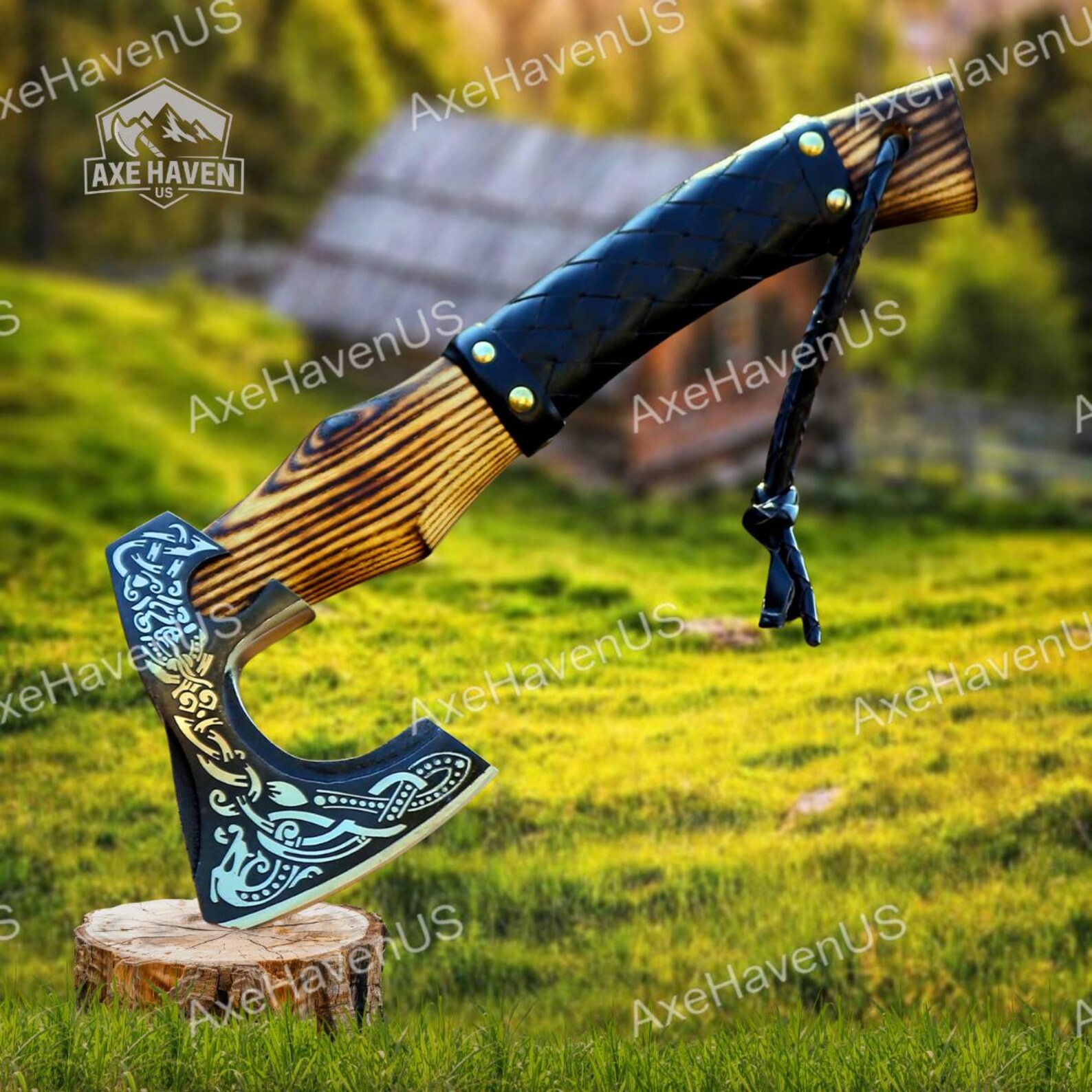 Custom Handmade Viking Axe Carbon Steel Medieval Warrior Axe With Ash Wood Handle, Engraving ...