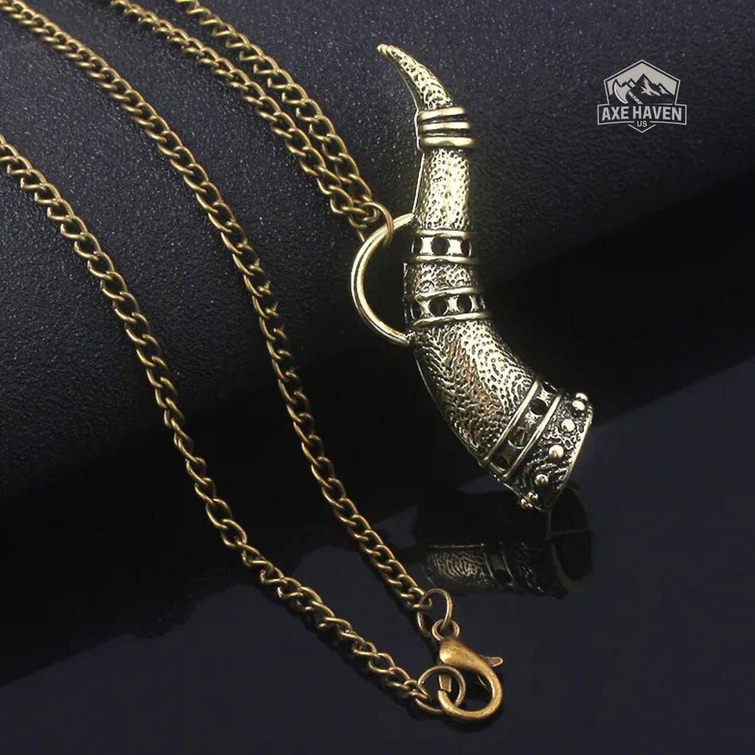 Handmade Viking Bull Horn Necklace Nordic Jewelry for Men & Women ...
