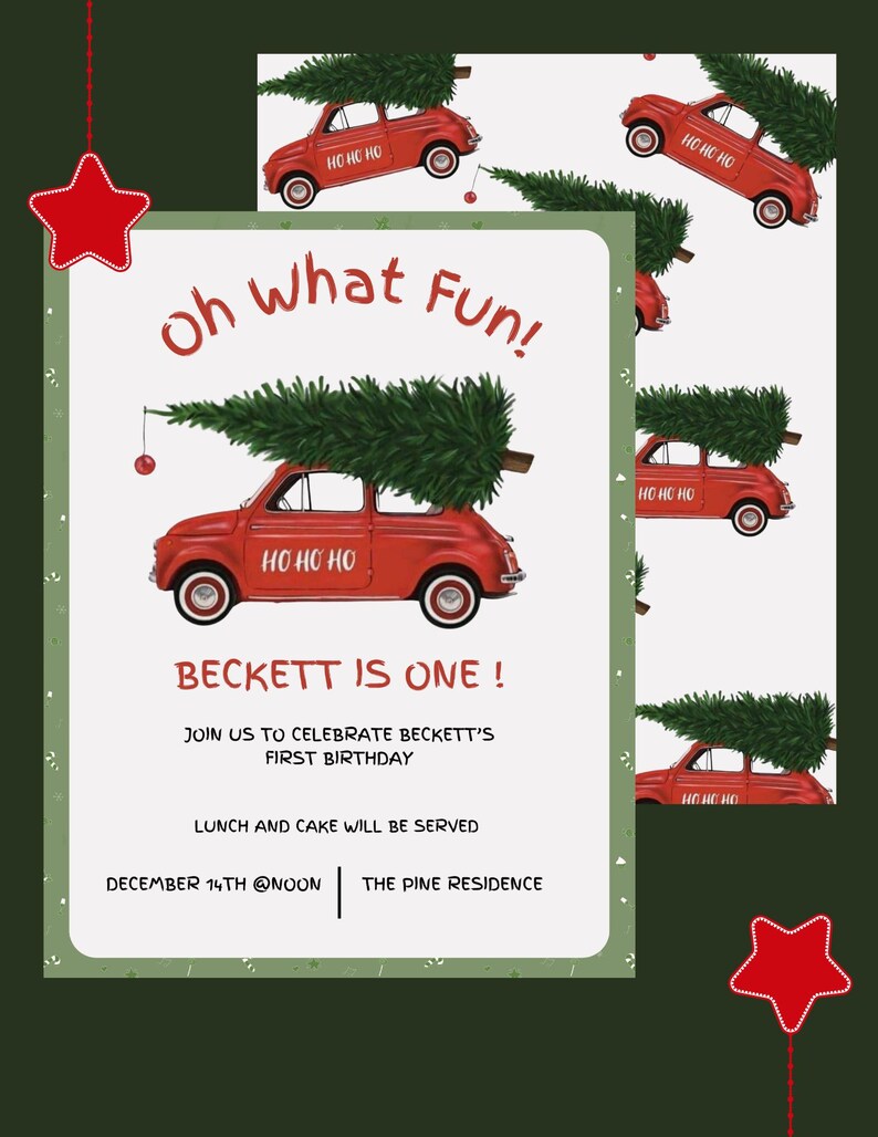 Editable December Birthday Template, First Birthday, Christmas Birthday ...