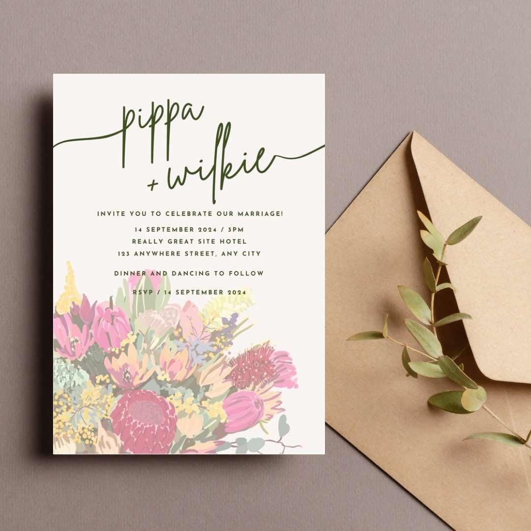 Australian Native Wedding Invitation, Elopement Invitation, Reception ...