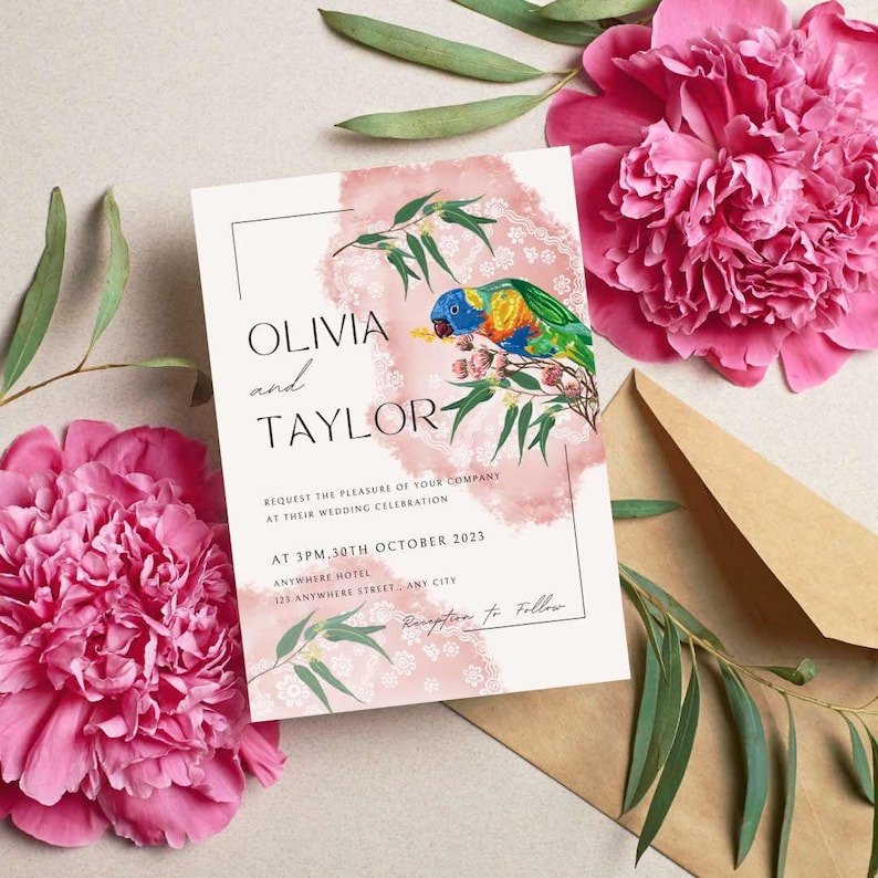 Australian Native Wedding Invitation, Elopement Invitation, Reception ...
