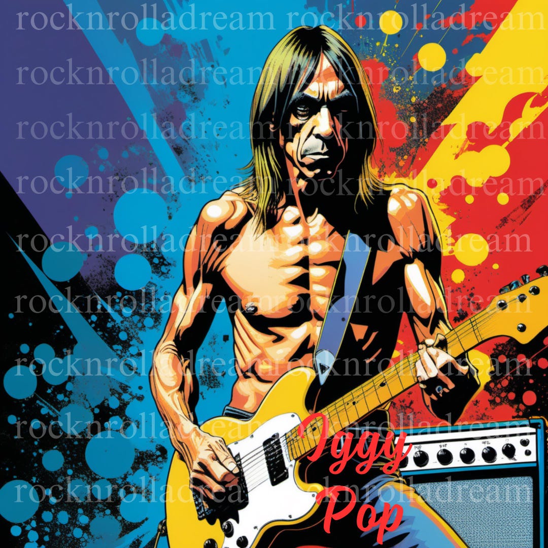 Iggy Pop Digital Print Digital Download 70s T-shirt Music Legend Wall ...
