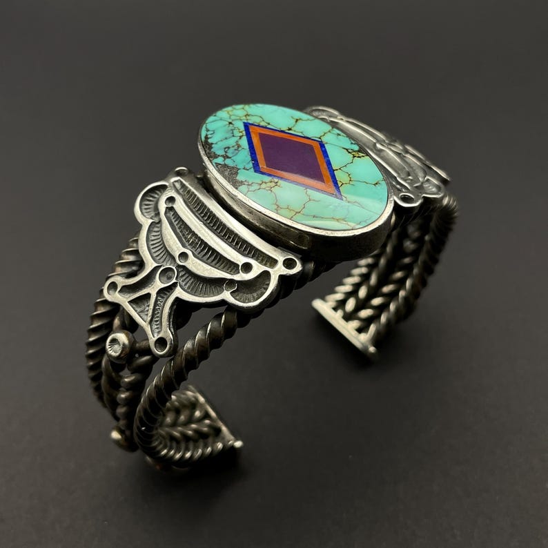 Vintage Ray Tracey and Knifewing Segura Sterling Silver Inlay Cuff ...