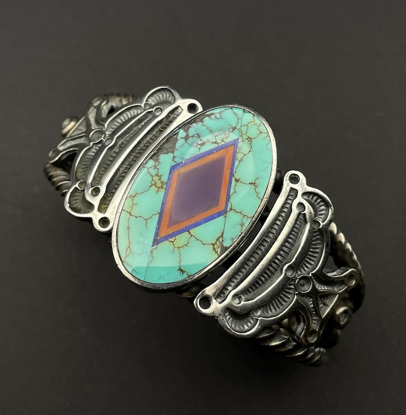 Vintage Ray Tracey and Knifewing Segura Sterling Silver Inlay Cuff ...