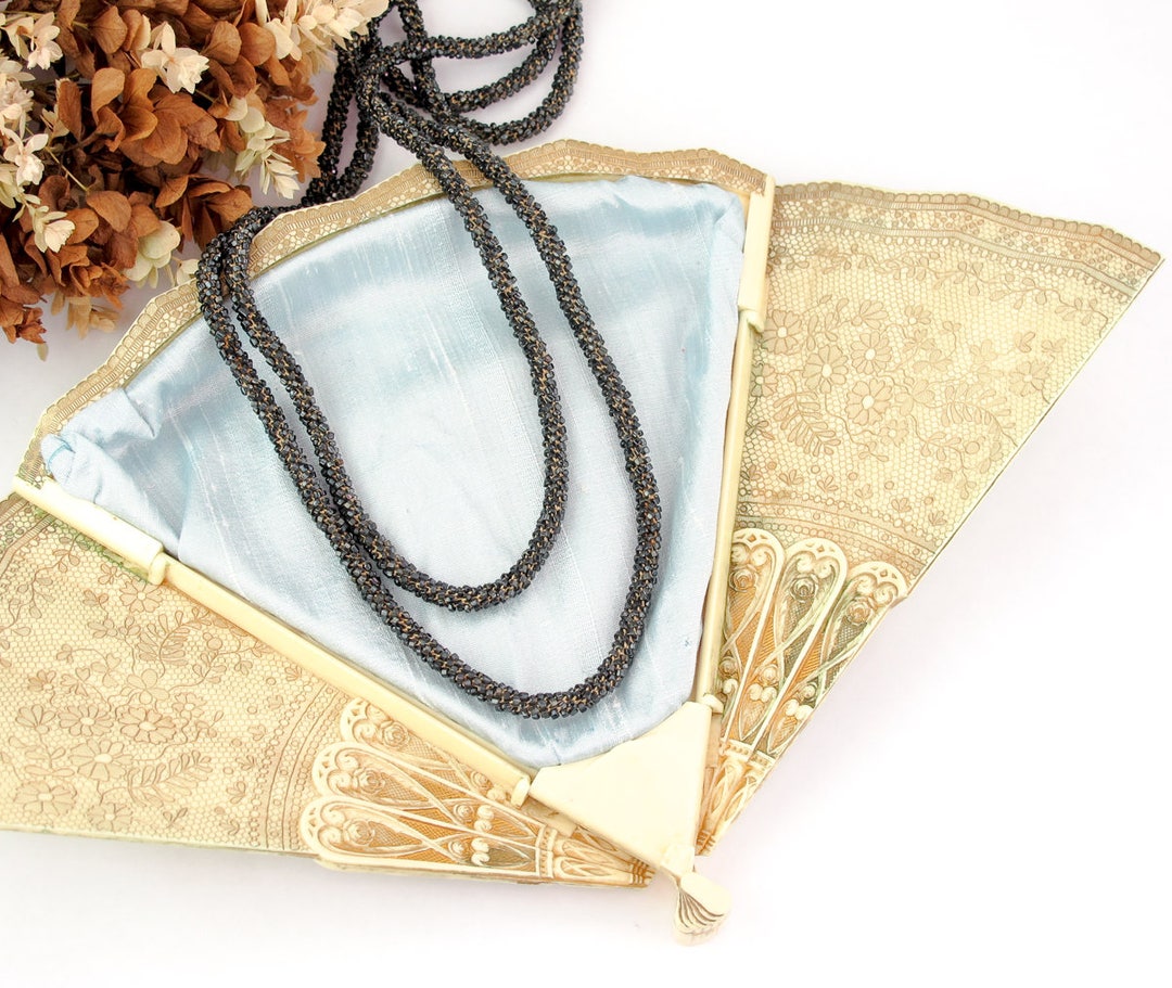 Antique 1920s Flapper Necklace | Vintage Gunmetal Gray Beaded Necklace ...