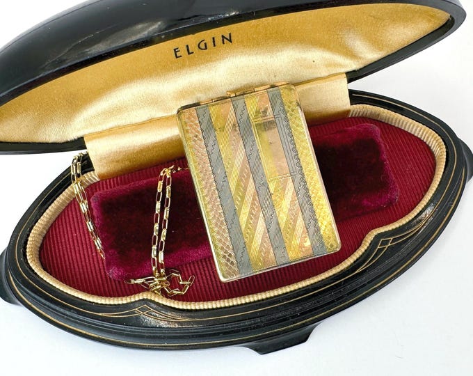 Large Antique Art Deco 1930s Tri Gold Rectangular Locket - Etsy