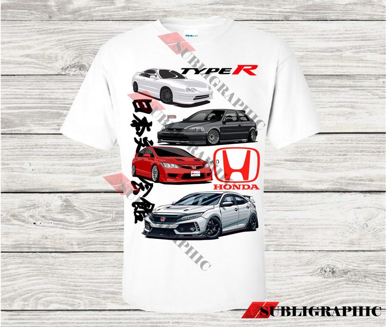 Honda Civic Si Type R Generations PNG Art DTF - Etsy
