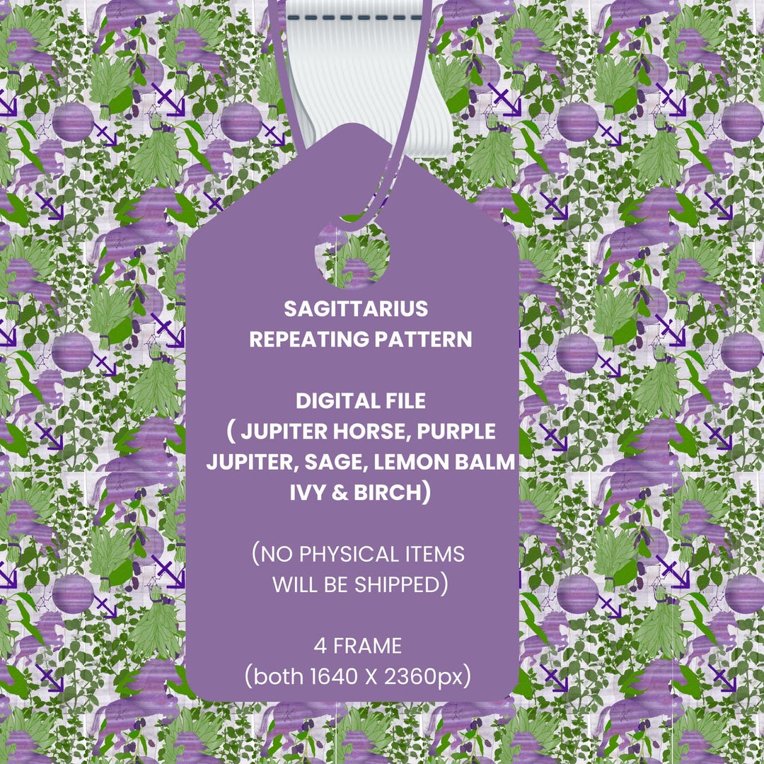 Sagittarius Seamless Digital Pattern | Constellation | Purple Jupiter ...
