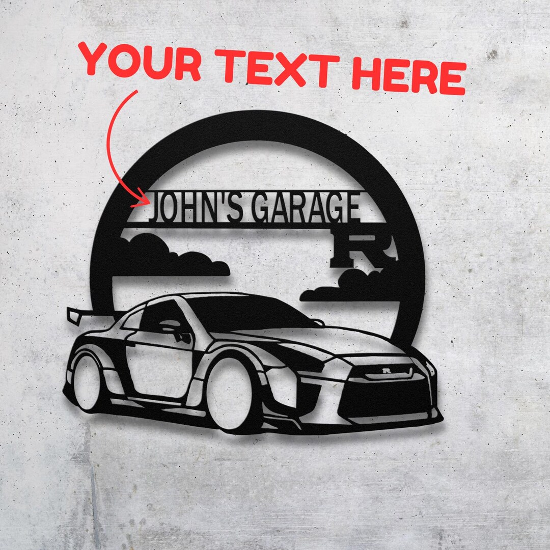Nissan GTR Metal Garage Sign, Custom Metal Bedroom Sign, Gift for GTR ...
