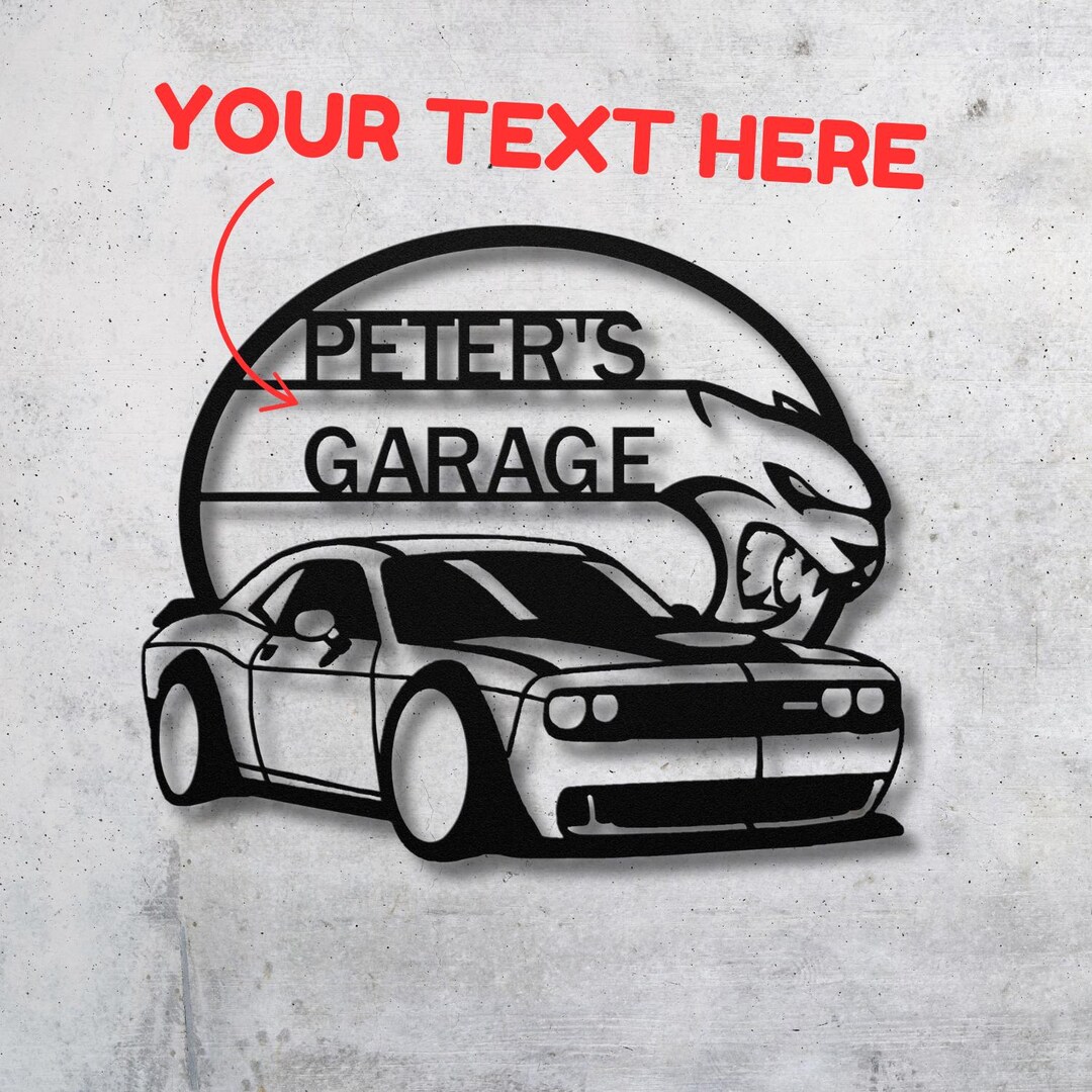 Dodge Challenger Hellcat Garage Sign, Custom Metal Bedroom Sign ...