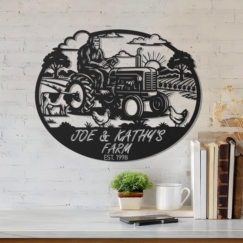 Custom Bigfoot Farm Metal Sign – Personalized Sasquatch Ranch Wall Art ...