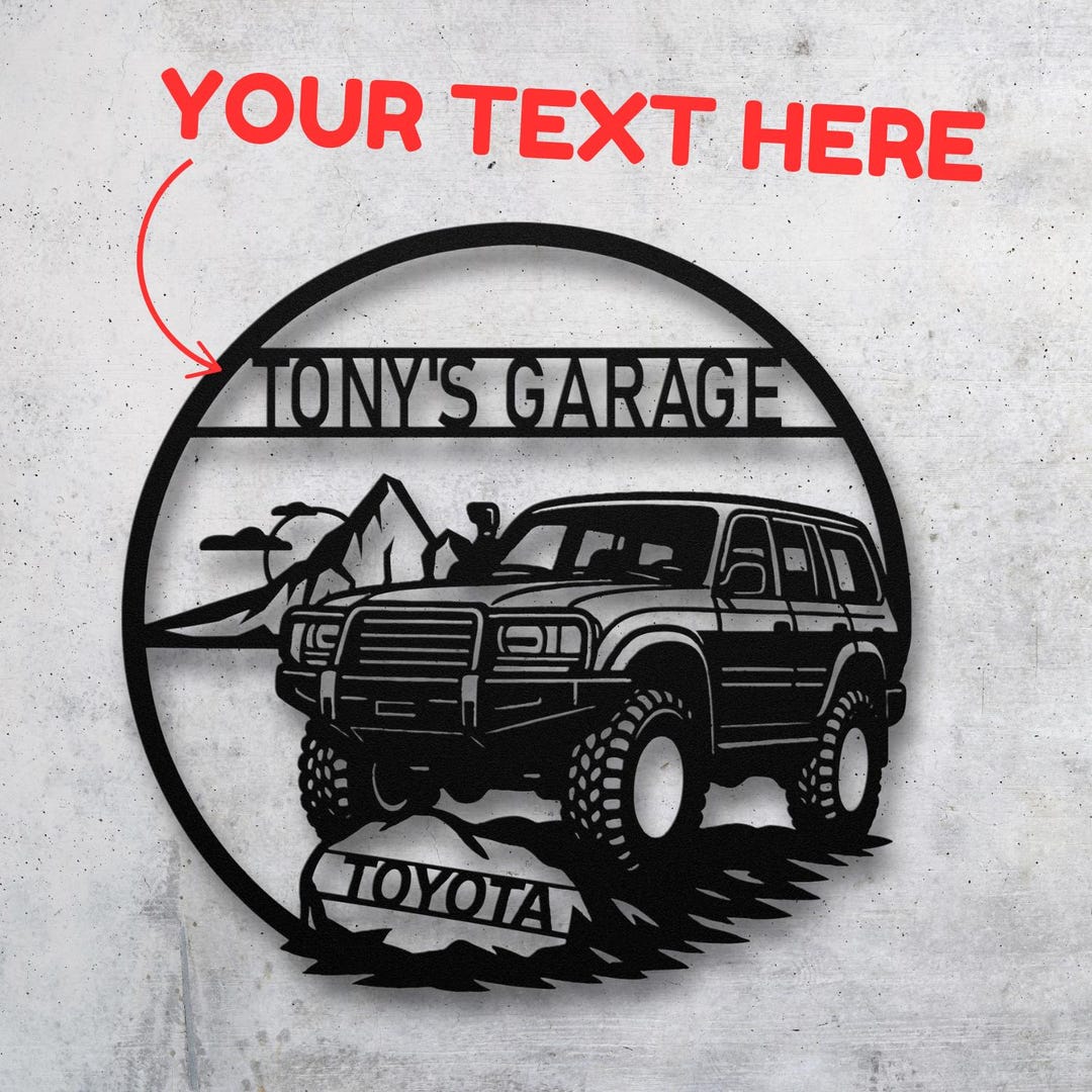 80 Series Toyota Metal Garage Sign, Custom Metal Sign, Gift for Toyota ...