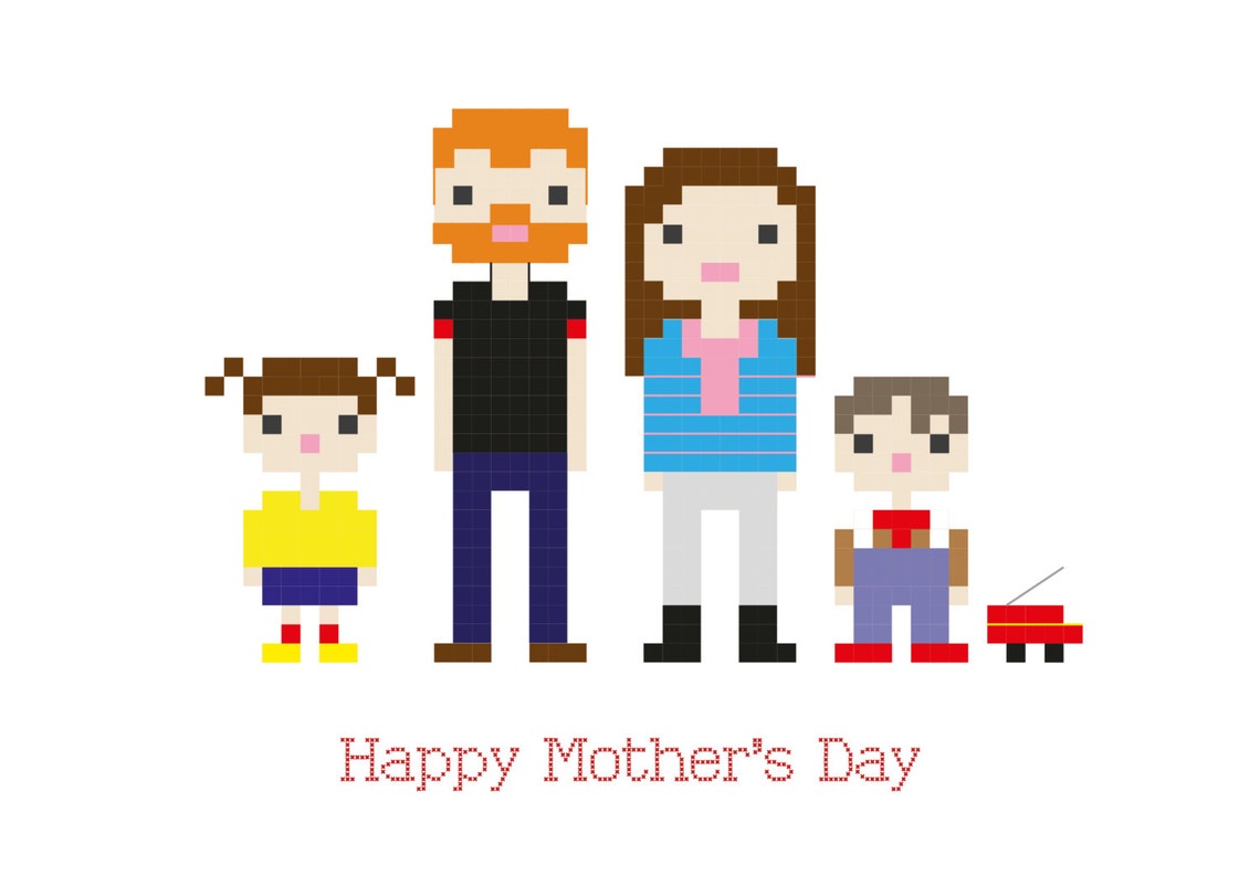 Custom Illustrated Mother's Day Card in Pixel Art Style - Etsy