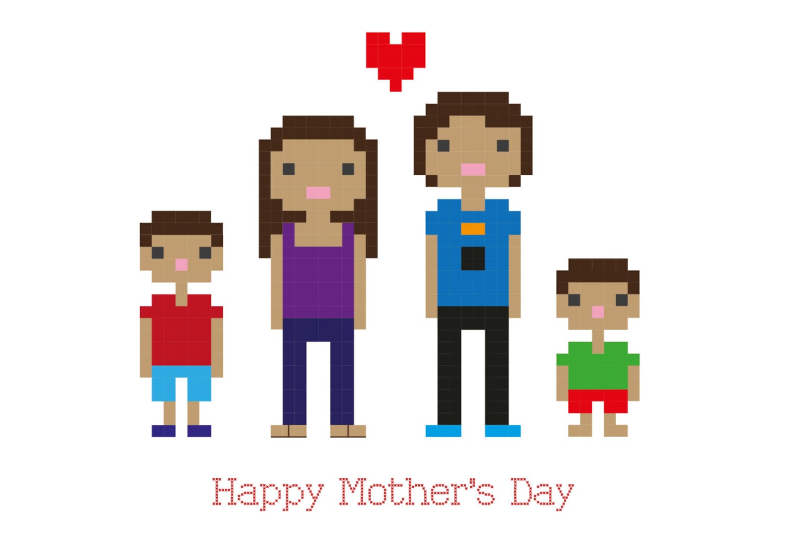 Custom Illustrated Mother's Day Card in Pixel Art Style - Etsy