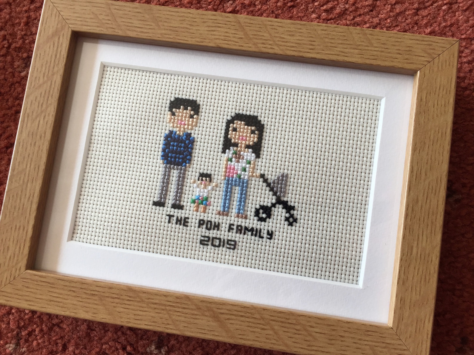 Custom Cross Stitch Family Portrait in Pixel Art Style - Etsy