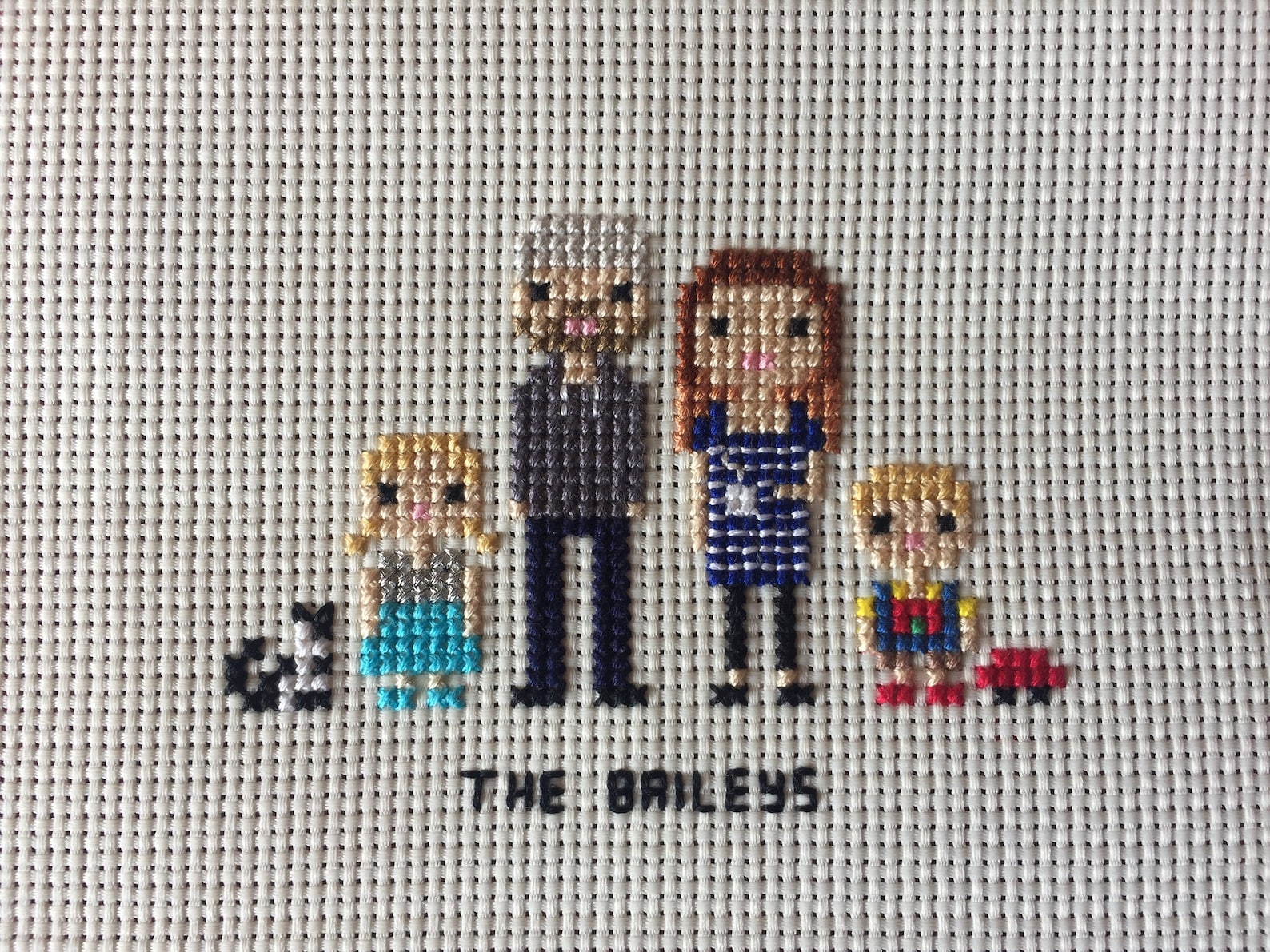 Custom Cross Stitch Family Portrait in Pixel Art Style - Etsy