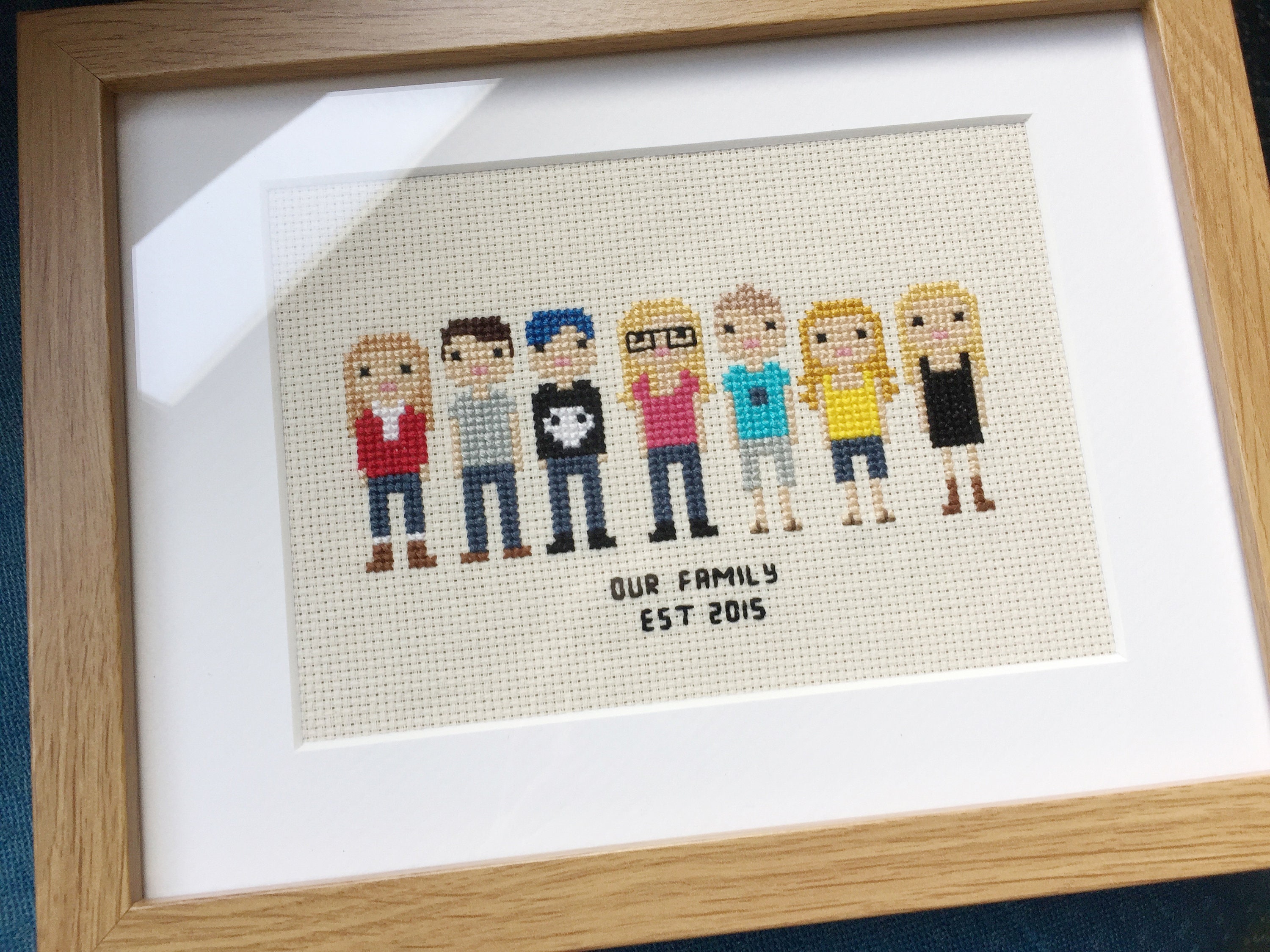 Large Custom Family Portrait Cross Stitch in Pixel Art Style - Etsy